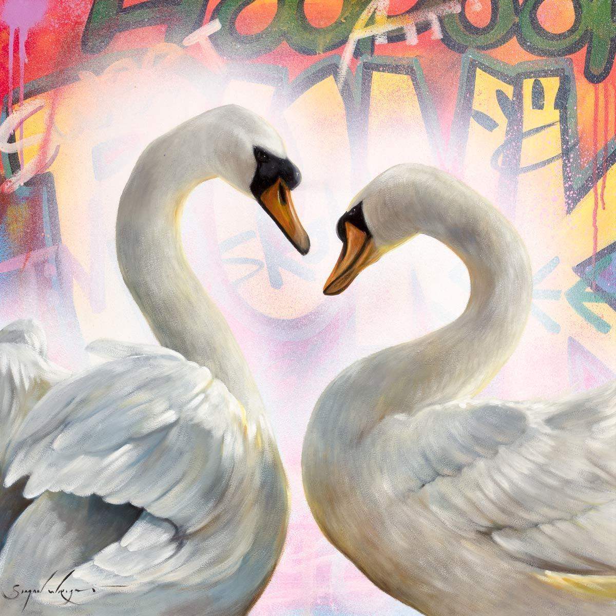 Swan Song - Original Urban Swan Painting by Simon Wright – Wyecliffe ...